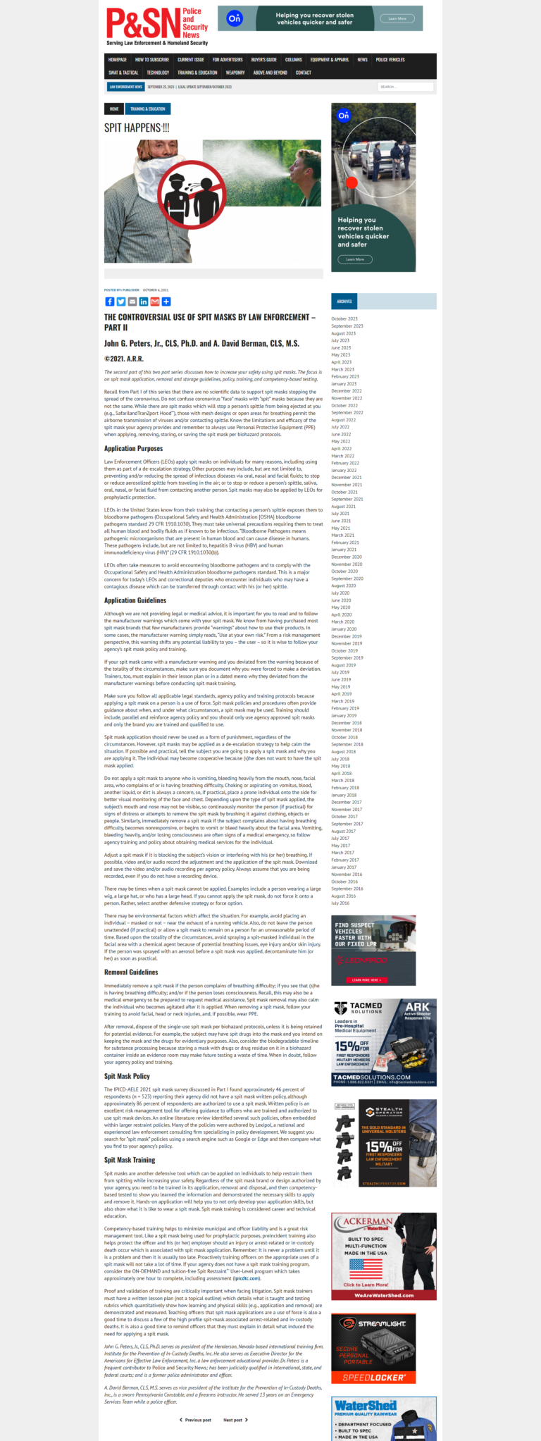 Spit Hoods for Law Enforcement | Tranzport Hood